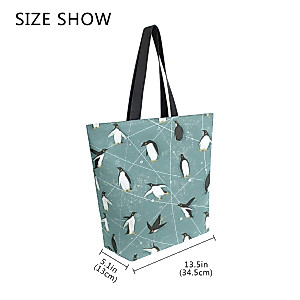 ZZXXB Penguin Skating Reusable Grocery Shopping Bag Heavy Duty Canvas Tote Bag Large Collapsible for Women