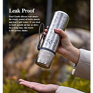 Boundless Voyage Titanium 17 fl oz/510ml Vacuum Water Bottle Double-Walled Lightweight Coffee Bottle Leak-Proof Sport Bottle for Travel Outdoor Office