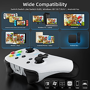 EasySMX Switch Controllers, Wireless Switch Pro Controller for Switch/Switch Lite/Switch OLED/PC/iOS/Android,Switch Remote Gamepad with LED Light/Programmable/Vibration/Turbo/Wakeup/Screenshot
