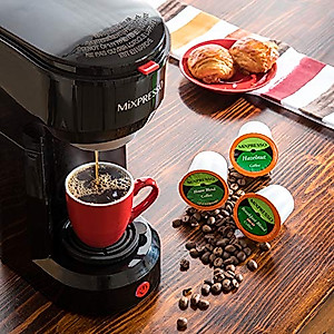 Mixpresso 2 in 1 Coffee Brewer, Single Serve Coffee Maker K Cup Compatible & Ground Coffee, Personal Coffee Maker,Compact Size Mini Coffee Maker, Quick Brew Technology (14 oz) (black)