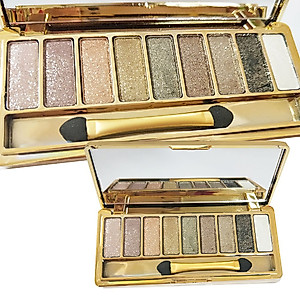 Sparkle Eyeshadow Palette&9 Colors Shimmer Makeup Palette & Cosmetic Brush Set &Gold Glitter, Highly Shining Pigmented Diamond &9 Color Eyeshadow 6# (1pc)