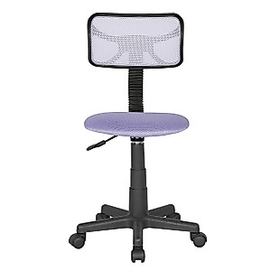 JJS Kids Mesh Rolling Desk Chair, Small Swivel Office Computer Chair for Teens, Low-Back Adjustable Upholstered Student Task Chair, Purple