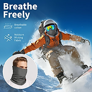 LANLFY 2PACK FR Face Mask For Men CAT/HRC2 Flame Resistant Neck Gaiter Covering 100% Cotton Arc Flash Welding Shield Protector 12CAL Work Gear BLACK&GREY