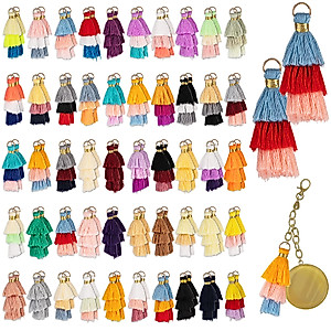 Dingion 100Pcs Tiny Tri Layered Keychain Tassels Mini Tassel Craft Jewelry Making Tassel for Earring Bookmark(Classic Color)