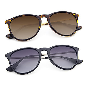 ANDOILT Vintage Polarized Sunglasses for Women Men UV Protection Retro Round Mirrored Lens Brown Gradient & Grey Gradient Lens