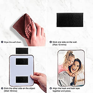 12 Sets 2x4 Inch Hook and Loop Strips with Adhesive, Industrial Strength Heavy Duty Sticky Back Fastener Tape for Fabric. Double Sided Self Adhesive Strip for Mounting, Picture Hanging, Black