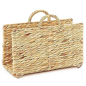 Americanflat Seagrass Magazine & Newspaper Storage Basket - Decorative Handwoven Wicker for Organizing at Home - 1 Open Rectangular Compartment (Natural Color)