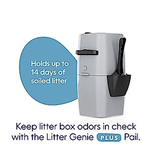 Litter Genie Plus Pail (Silver) | Cat Litter Box Waste Disposal System for Odor Control | Includes 1 Square Refill Bag