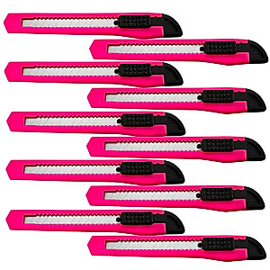 10x Bulk Small Neon Pink Utility Knife Box Cutters Snap Off Blade 9MM Blade