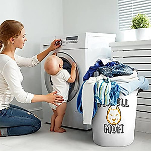 Pitbull Mama Large Laundry Basket Hamper Bag Washing with Handles for College Dorm Portable