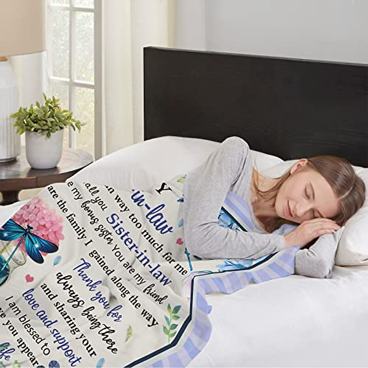 Sister in Law Gifts Blanket Gifts for Sister in Law Bonus Sister Gifts for Birthday Christmas Wedding Engagement, Throw Blankets Flannel Fleece Soft Warm Cozy for Bed Sofa Couch 50”x60”