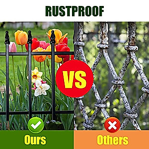 Thealyn Metal Decorative Garden Fence 22" Wide x 18" High (5 Panels, Total Length 9.17 feet), Metal Border Folding Fence, Landscape Fencing for Flower Bed, Yard, Animal Barrier (Black)