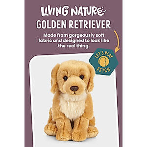 Living Nature Golden Retriever Stuffed Animal | Fluffy Dog Animal | Soft Toy Gift for Kids | 8 inches