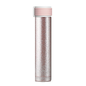 asobu Skinny Glitter Fashon Forward Double Walled Stainless Steel Insulated Water Bottle Bpa Free 8 oz (Nude)