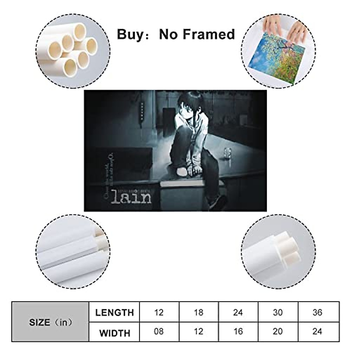 Anime Serial Experiments Lain Canvas Art Poster and Wall Art Picture Print Modern Family Bedroom Decor Posters Gifts 12x18inch(30x45cm)