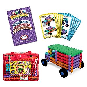 POPULAR PLAYTHINGS Jumbo Playstix Set Construction Toy Building Blocks 80 Piece Kit, Multicolor (90020)
