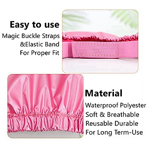 Pet Shower Cap - Waterproof Reusable Bath Ear Covers with Adjustable Strap Prevent Water in Ears Elastic Headgear for Cat Dog Kitten Puppy (S (10.2''-13.4''), Pink)