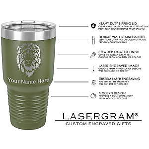 LaserGram 30oz Vacuum Insulated Tumbler Mug, Flag of El Salvador, Personalized Engraving Included (Camo Green)