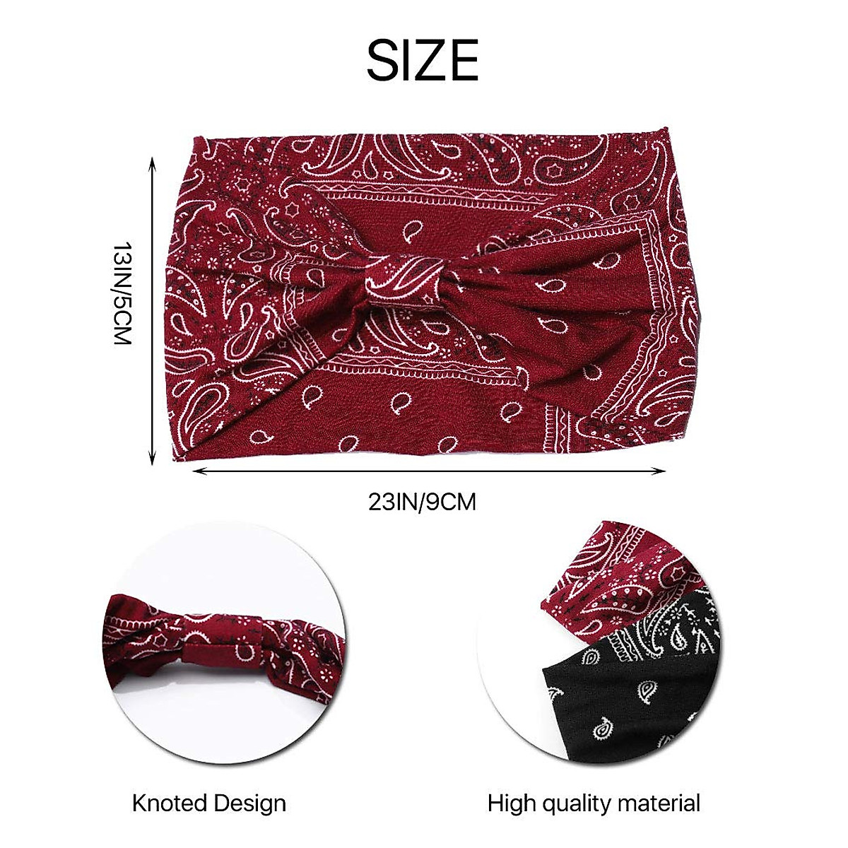 GORTIN Extra Wide Headbands for Women Boho Knotted Turban Head Wraps Stretchy African Head Band Motorcycle Headband Hair Accessories for Women Pack of 3