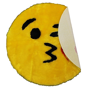 Walk on Me Emoji Rug - Soft and Cute - Made in France - Emoji Mat fit for Any Room - Dorm Bed Bathroom Kids Room Emojis (Kiss)