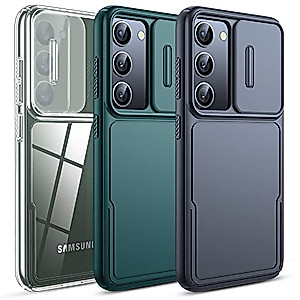 Simtect Compatible with Samsung Galaxy S23 Case with Camera Cover [12FT Mil-Grade Shockproof] [Anti-Scratch& Anti-Fingerprint]Slim Protective Silicone Bumper Phone Case for Samsung S23 Case 6.1" Black