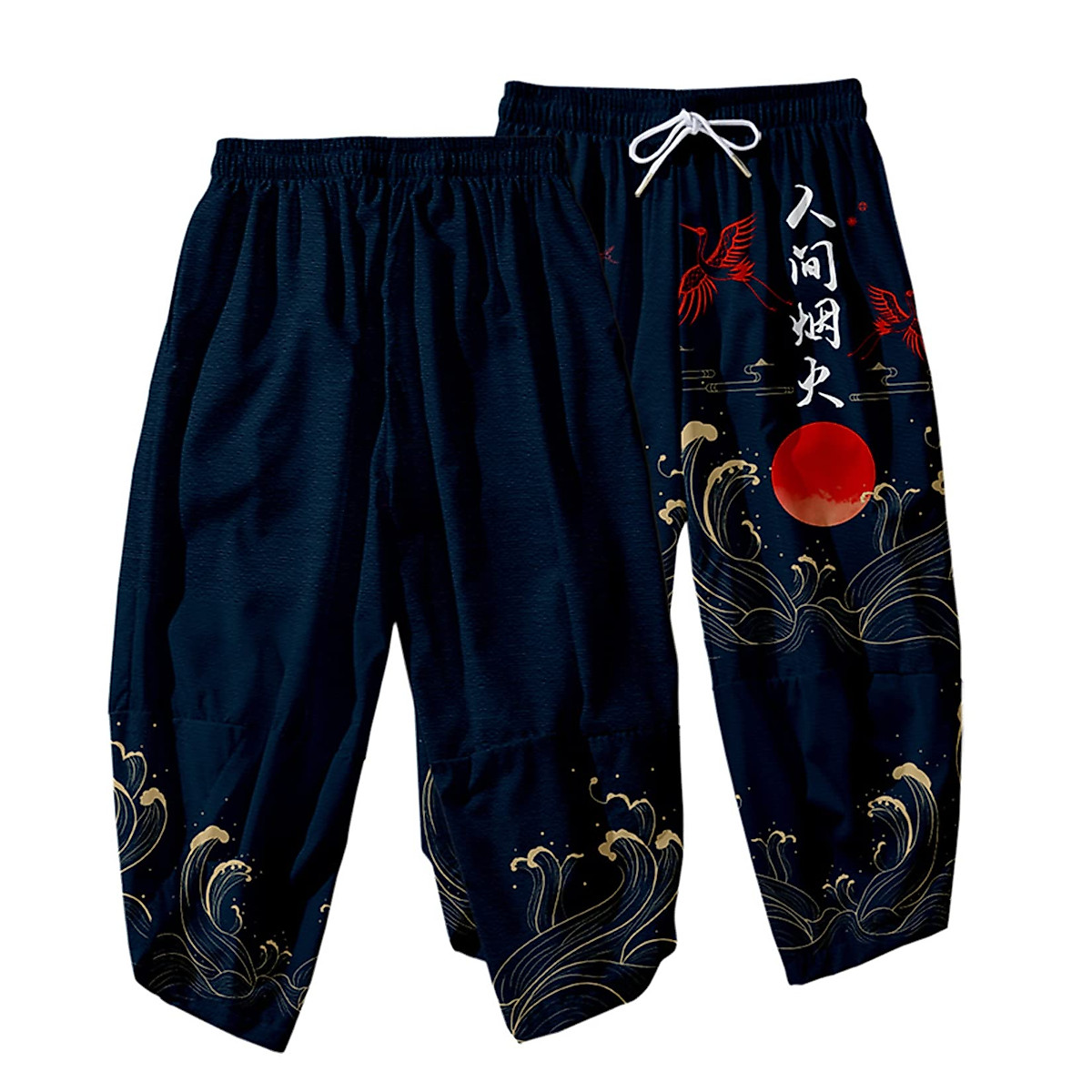 DOSLAVIDA Men's Japanese Kimono Jacket Set Stylish Open Front Coat With Shorts Chinese Style Printed Cardigan Suits