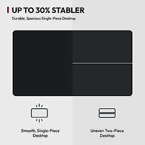 SANODESK Electric Standing Desk with Desk Clamp Power Strip 40"x 24" Whole-Piece Desktop Height Adjustable Stand Up Desk with Cable Management Sit Stand Home Office Desk Black Frame/Black Top