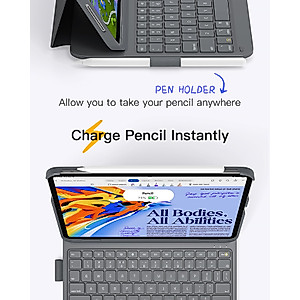 Inateck for iPad 10th Gen Case with Keyboard, Ultralight iPad Keyboard Case for iPad 10 Gen 2022,iPad Air 6 2024 11",iPad Air 5/4(2022/2020) 10.9",iPad Pro 11 4/3/2/1,with Pencil Holder,BK2007 Gray