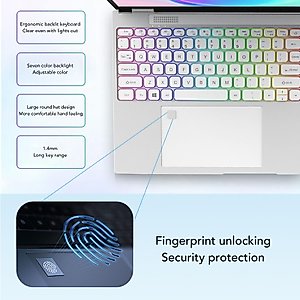 Win 11 Double Screen Laptop, 15.6in + 7in IPS Screen HD Notebook with Fingerprint Unlock, 16GB Running Memory, Handwriting Touch, Backlight Keyboard, 180° Opening and Closing (16GB+1TB US Plug)