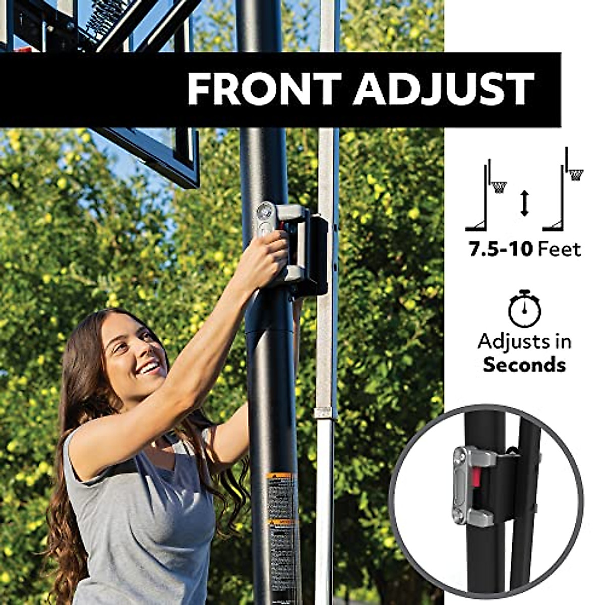 Lifetime 90061 Portable Basketball System, 52 Inch Shatterproof Backboard,Black and Spalding Street Outdoor Basketball 29.5"