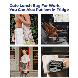 SUNNY BIRD Insulated Lunch Bag with Foldable and Leakproof Design, Thermally Insulated, Shoulder Strap for Women, Men and Teen (Pink 002)