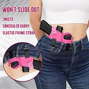 PODFAN Universal Gun Holsters for Men/Women,IWB 9mm Pistols Holster Right Left Handed,Concealed Carry,Fits S&W M&P Shield Glock 9/40 P320 17 19 26 27 42 43,Similar Handguns (Pink-Right Hand)