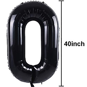 40 Inch Black Large Numbers Balloons0-9,Number 2 Digit Helium Balloons,Foil Mylar Big Number Balloons for Birthday Party Supplies Decorations