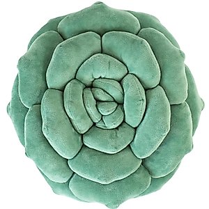Audacious Hippo Succulent Pillow | Plant Room Decor | Double Stuffed Leaf Pillow for Couch Sofa Plush Outside Cotton Filling | Hand Stitched Flower Decorative Throw Pillows
