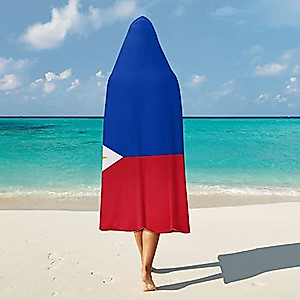 Philippines Flag Hooded Blanket-Wearable Hooded Cape Blanket Shawl for Kids, Adults, Teens