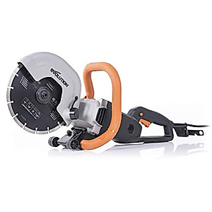 Evolution R230DCT - 9 in Concrete Saw (Aka Circular, Angle Grinder, Cut Off/Chop Saw, Demo Saw, Disc/Power Cutter) - 15A Motor, No Gas - 3-1/2 In Cut - Incl Diamond Masonry Blade