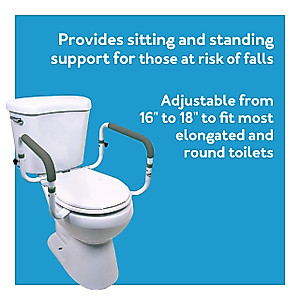 Carex Toilet Safety Frame - Toilet Safety Rails With Adjustable Width - Toilet Rails For Elderly, Handicap, Home Health Care Equipment After Surgery, Supports 300lbs