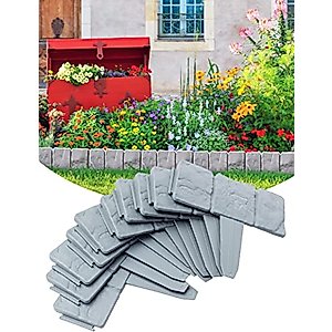 Garden Landscape Edging Borders No Dig,20 PCS 16 FT Lawn Edging for Landscaping,Plastic Fencing Lawn Border,Interlocking Lawn Edge,Imitation Stone Fence for DIY Outdoor Patio Balcony Yard Landscaping