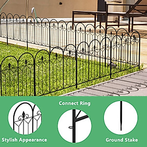 Mingyall Decorative Garden Fence, 10FT x 31.5IN Outdoor Metal Wire Border Panels, Iron Flower Bed Fencing Animal Barrier for Yard, Garden, Landscape Fences for Dogs, Black, 5 PCS