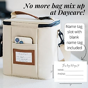 Leo & Livi Breastmilk Cooler Bag with Ice Pack | Leakproof Baby Bottle Cooler Bag with Name Tag for Daycare Holds 6 Bottles up to 9oz | Breast Milk Cooler Travel with Shoulder Strap