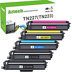 Aztech Compatible Toner Cartridge Replacement for Brother TN227 TN-227 TN223 TN227BK MFC-L3750CDW MFC-L3710CW HL-L3290CDW HL-L3210CW HL-L3230CDW MFC-L3770CDW Printer (TN-223BK/C/M/Y High Yield 5-Pack)