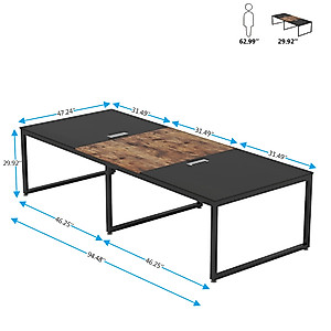 Tribesigns 8FT Conference Table, Large Rectangle Shaped Meeting Table with Grommet, Modern Seminar Boardroom Table for Office Conference Room, 94.49" L x 47.24" W x 29.52" H