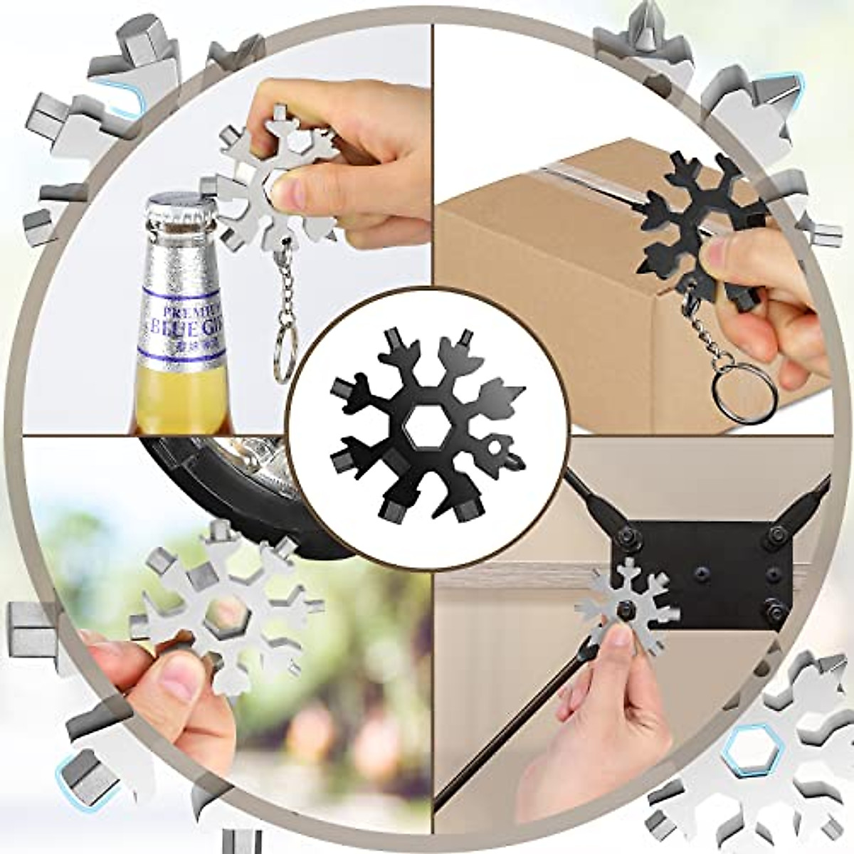 Stocking Stuffers Gifts for Men,18-in-1 Snowflake multi tools Christmas Gifts-Cool Gadgets for Men-Unique Mens Gifts Ideas for Him,Husband,Dad,Grandpa,Teens,Adults,Boys,Boyfriend（2 Packs）