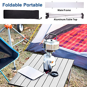 Tesouro Portable Camping Table,Folding Side Table Aluminum Top for Outdoor Cooking, Hiking, Travel, Picnic (Small, Sliver)