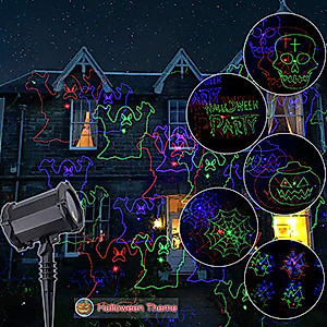 Lunmore 3 Themes in 1 Garden Laser Projector Lights Christmas Halloween Decorative Lighting for Home Garden