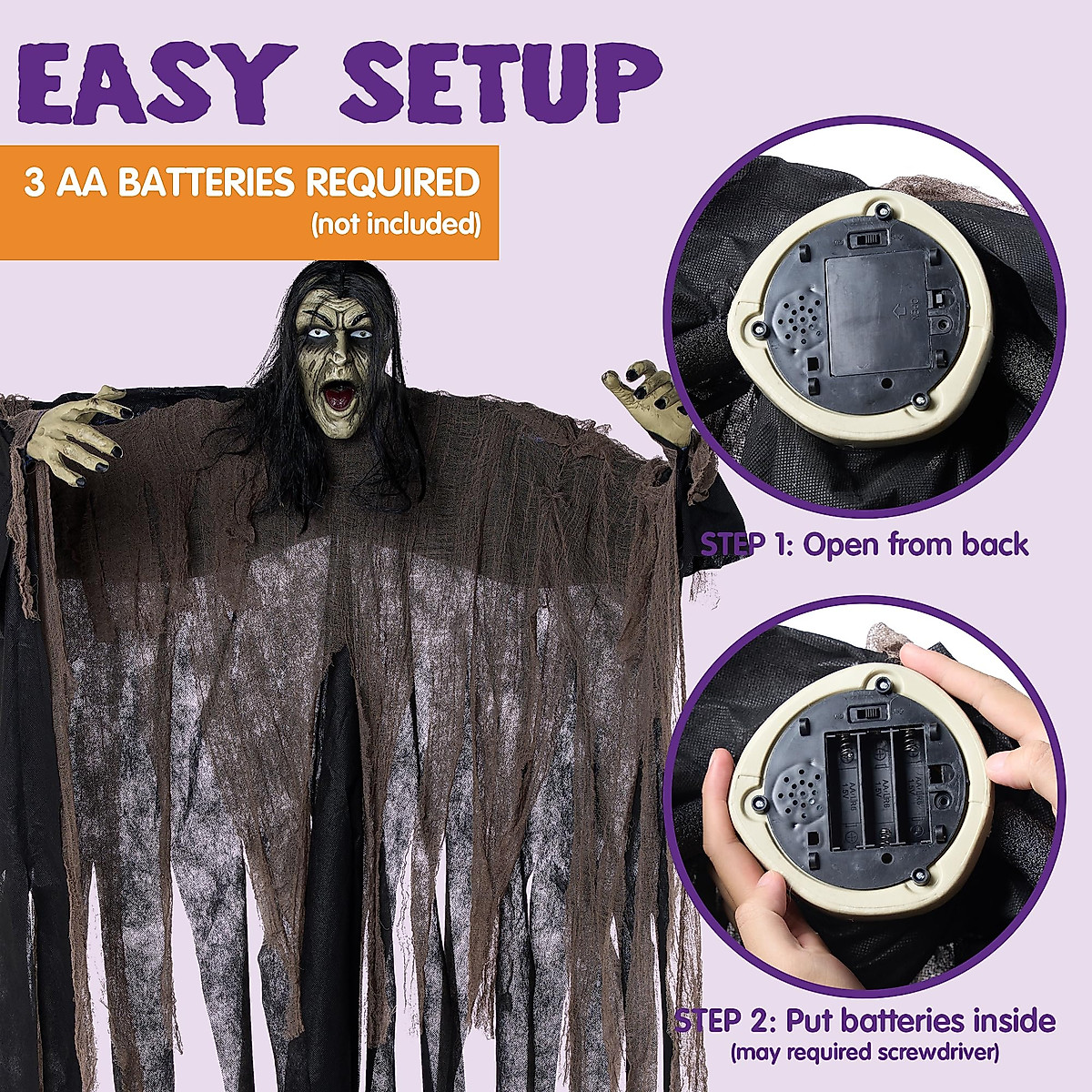 JOYIN Halloween Hanging Zombie Groundbreaker in Green Crawling Creepy Halloween Animatronic Decorations for Halloween Party Prop,Outdoor Lawn Patio Yard Decor Outdoor and Scary Lawn Graveyard Decor