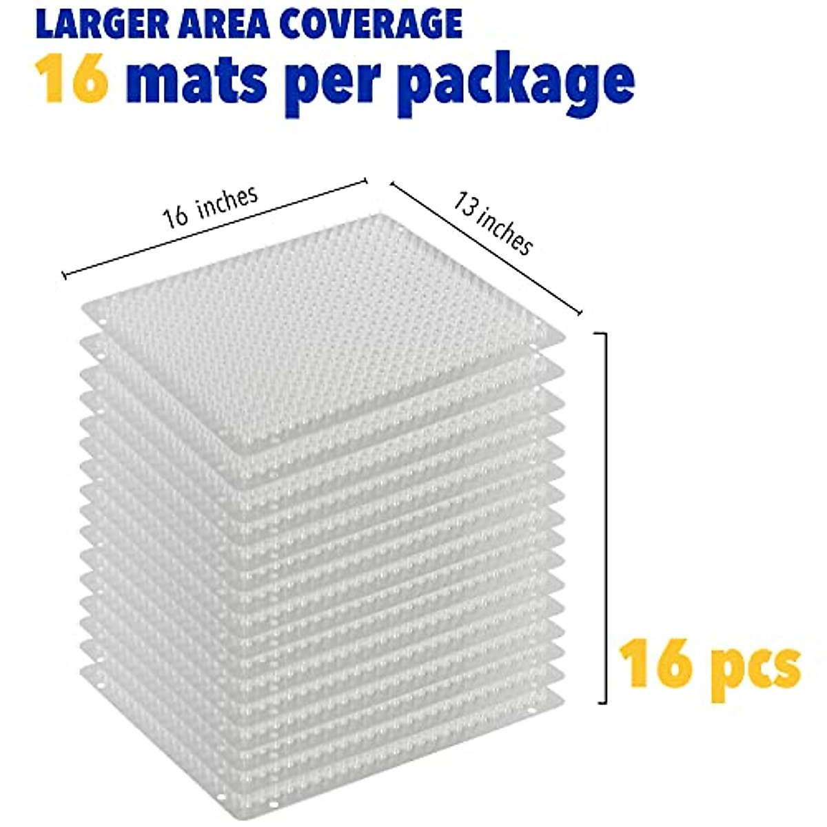 BYTEBAY 16 Pack Cat Deterrent Outdoor Scat Mat for Cats&Dogs, Keep Away Pest Plastic Mats with Spikes,16 x 13 Inches…