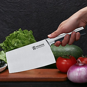 WILDMOK 3pcs Knife Set Stainless Steel Kitchen Knives Set 7inch Bone Chopper 7inch Nakiri Knife and 5inch Utility Cutter with Stainless Steel & ABS Handle, Perfect Cutlery Set Gift