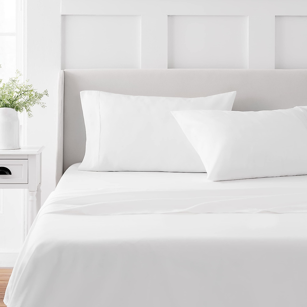 MARTHA STEWART 100% Cotton King Sheet Set - 4 Piece, Soft, Smooth, Durable, Easy Care, 16" Deep Pocket Sheets, Bedding Sheets, Sateen Sheet, 1 Flat, 1 Fitted, 2 Pillowcases, White