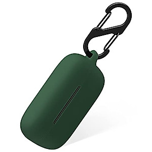 Geiomoo Silicone Case Compatible with EarFun Free Pro 2, Protective Cover with Carabiner (Emerald Green)